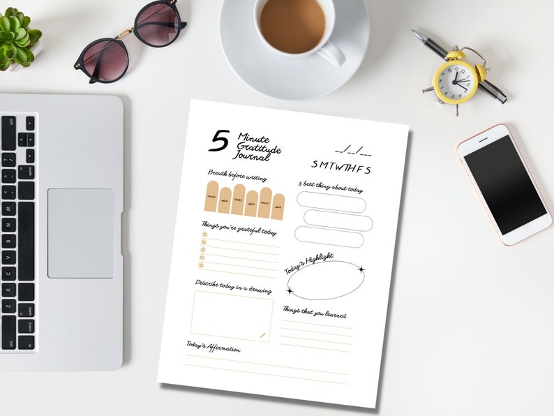 Printable Gratitude Journal Digital Download Self-care, Mindfulness ...