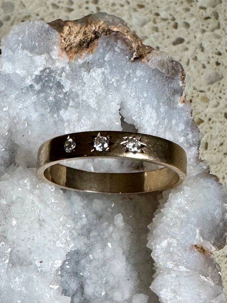 9ct Gold 3 Diamond Ring - Etsy