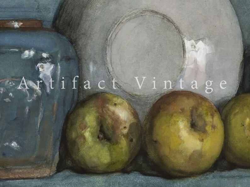 Antique Still Life Oil Painting / Neutral Decor Art Print / Kitchen ...