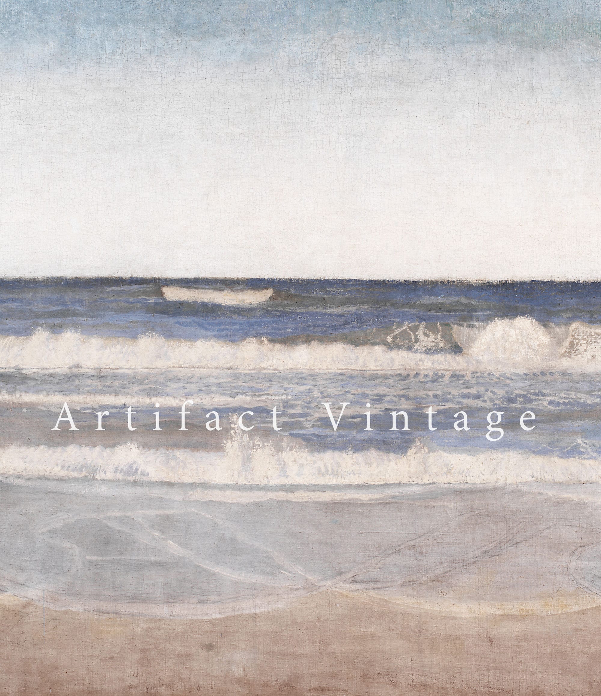 Antique Seascape Oil Painting of Waves / Beach Ocean Artwork / Muted ...