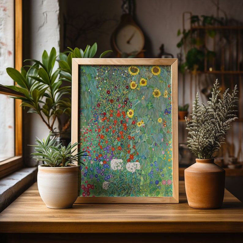 Vintage Spring Nature Painting With Sunflowers /antique Flower Painting ...