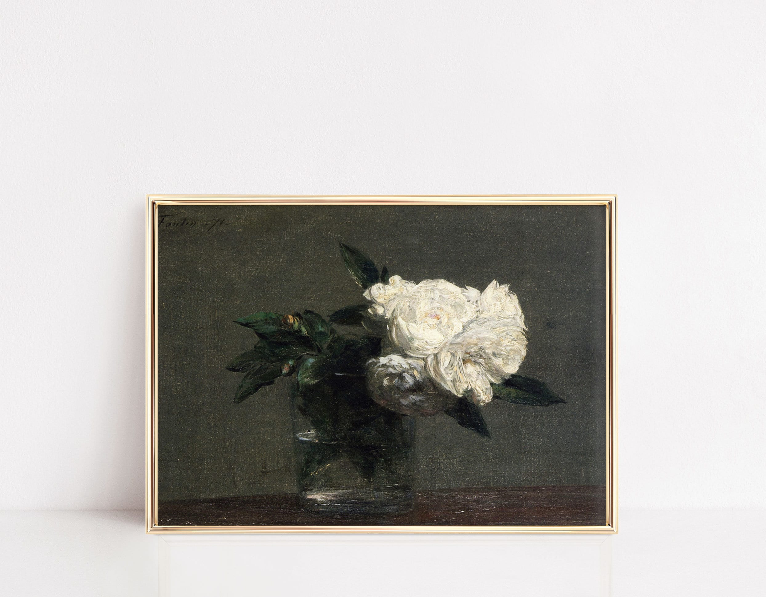 Still Life of White Roses / Wall Decor / Roses Oil Painting / Vintage ...