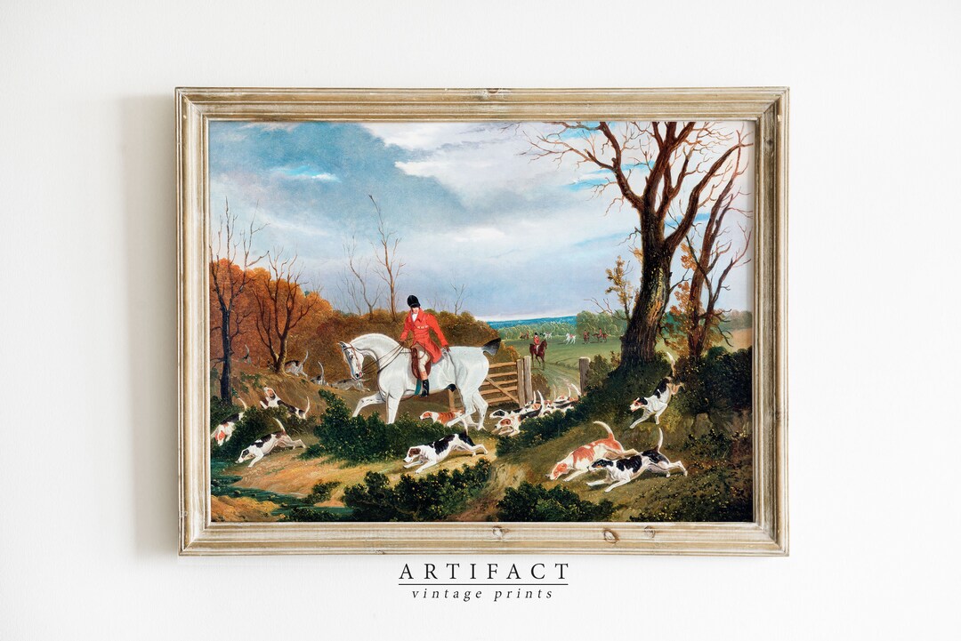 Equestrian Hunting Art / Horse Print / Vintage Painting of Fox Hunt ...
