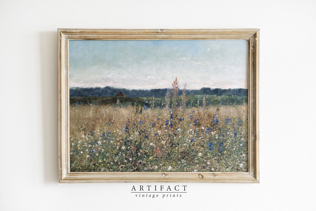 Spring Landscape Painting of a Blooming Meadow / Spring Decor / Spring ...