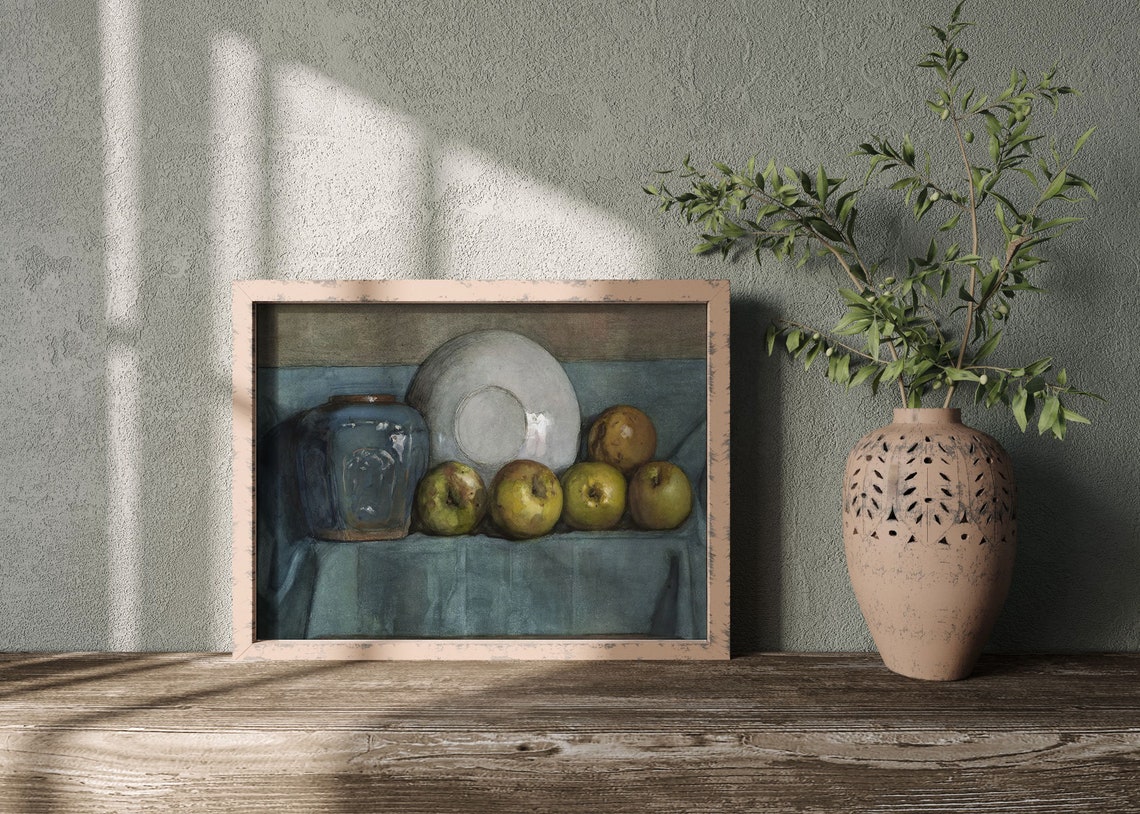 Antique Still Life Oil Painting / Neutral Decor Art Print / Kitchen ...