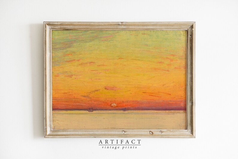 Vintage Serene Coastal Painting / Antique Seascape / Coastal Beach ...