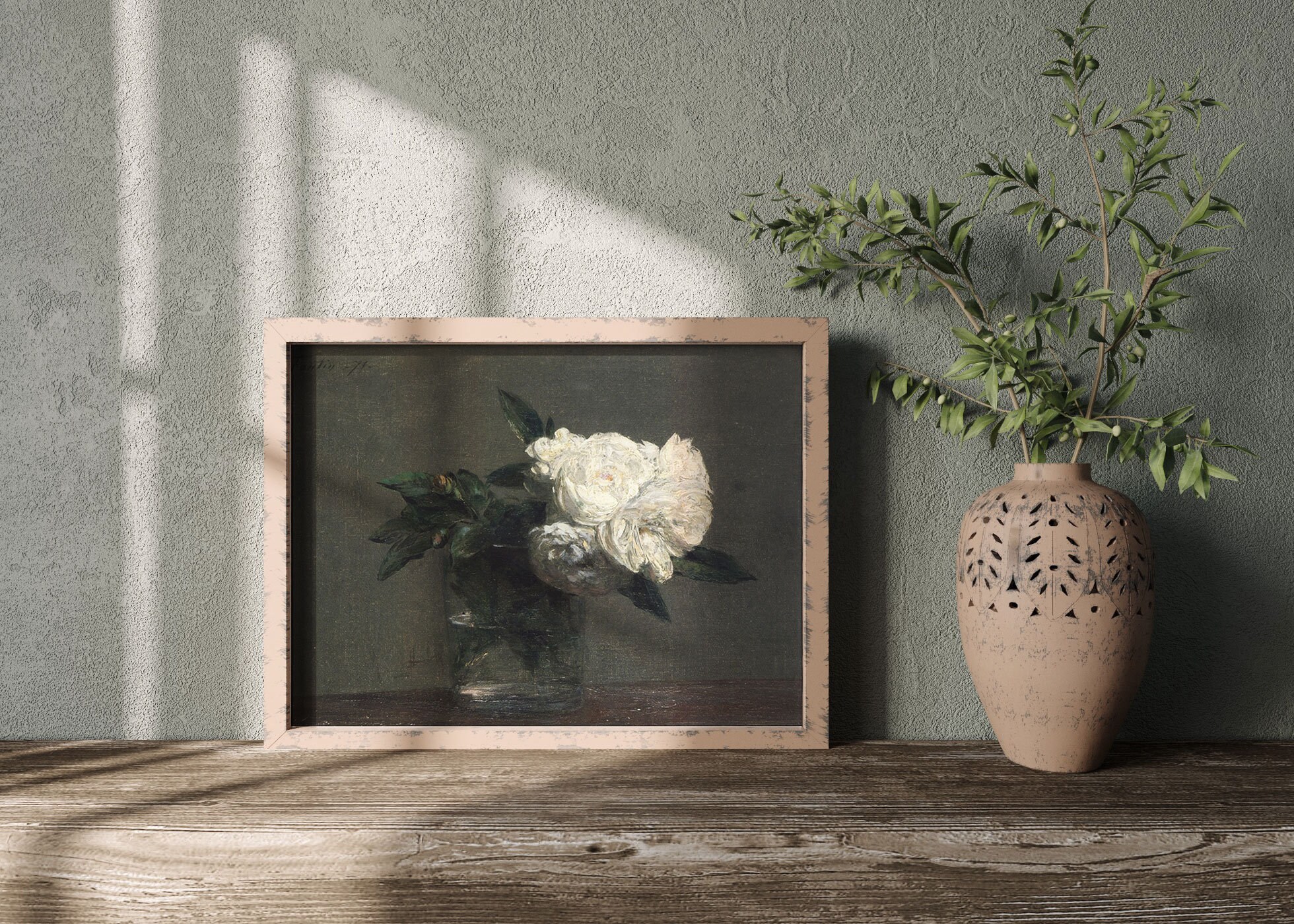 Still Life of White Roses / Wall Decor / Roses Oil Painting / Vintage ...