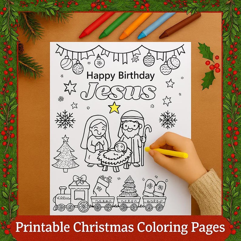 Happy Birthday Jesus Coloring Pages, Kids Activity Coloring Book ...