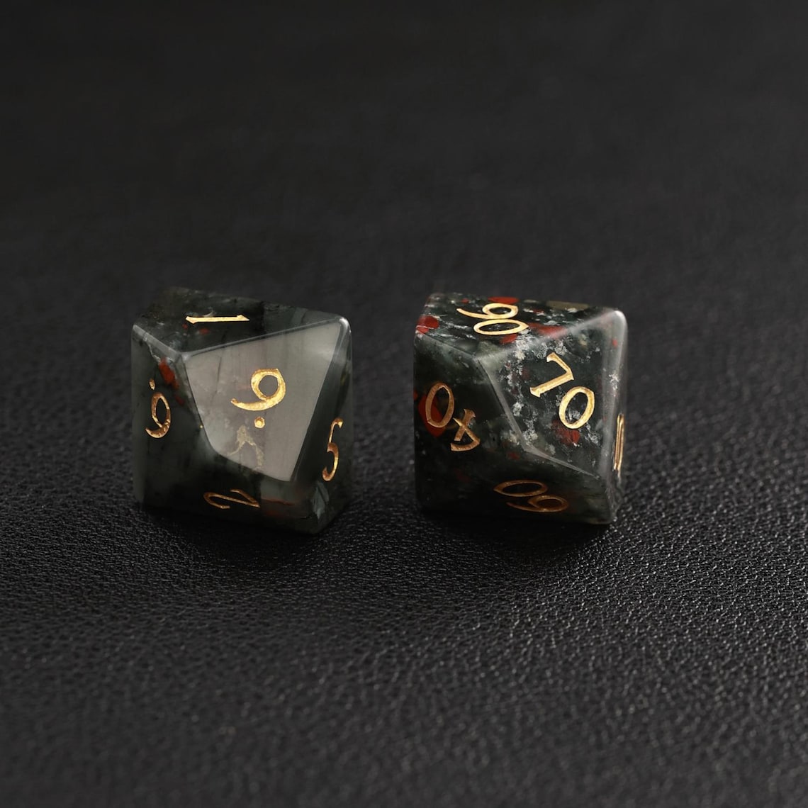 Natural Bloodstone DND Dice Set, Red Sharp Edge D&D Dice Set, Dungeons ...