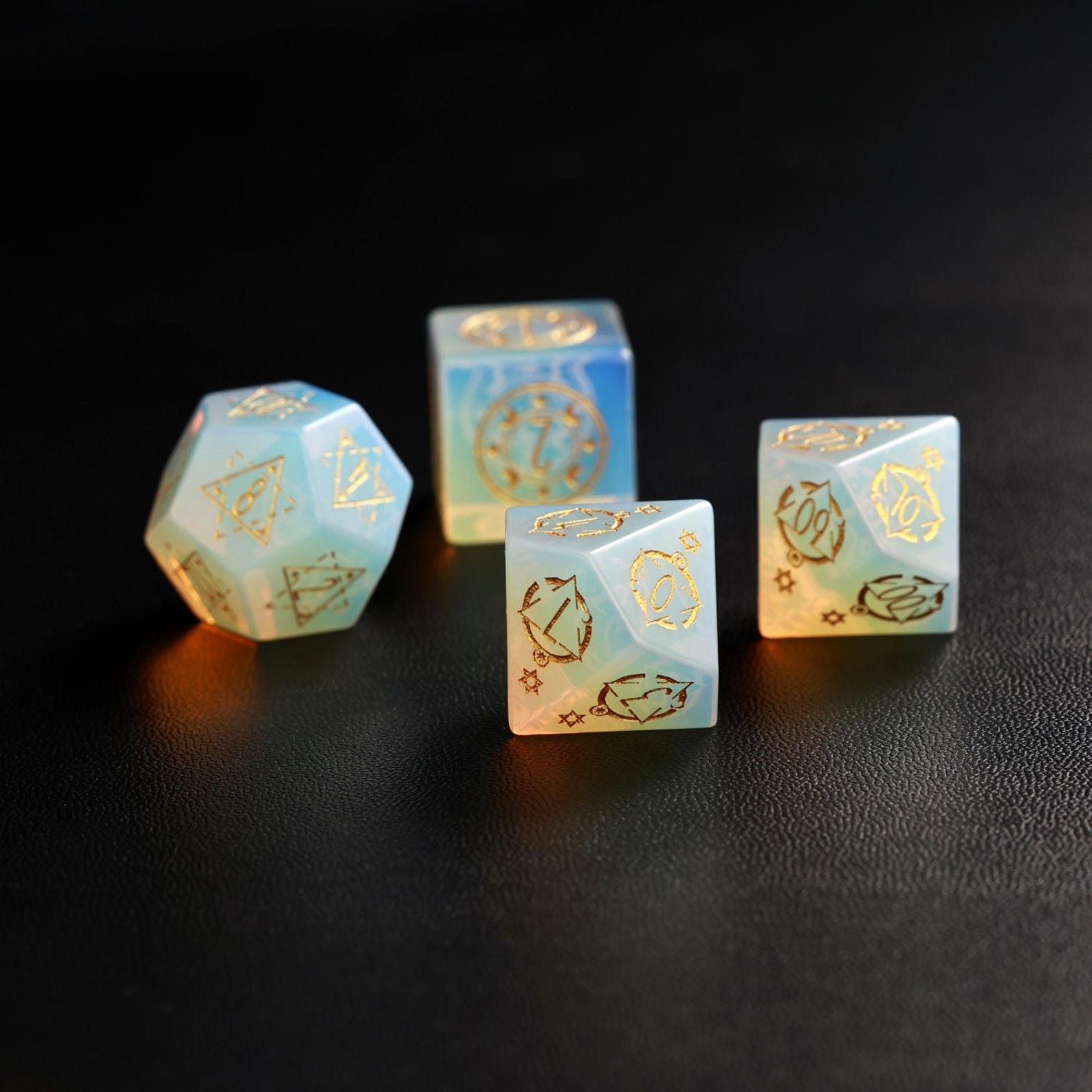 Carved Opal DND Dice Set - Hand Carved Gems for Dungeons & Dragons, RPG ...