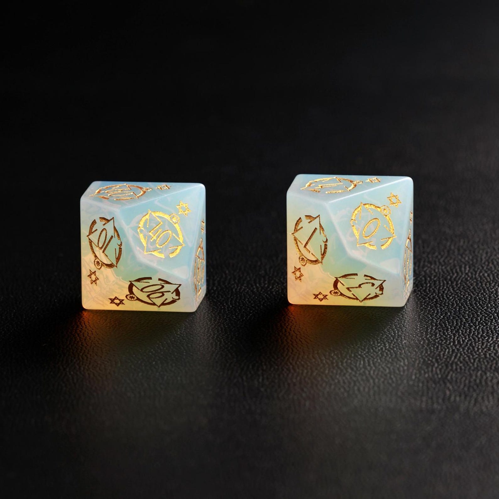 Carved Opal DND Dice Set - Hand Carved Gems for Dungeons & Dragons, RPG ...