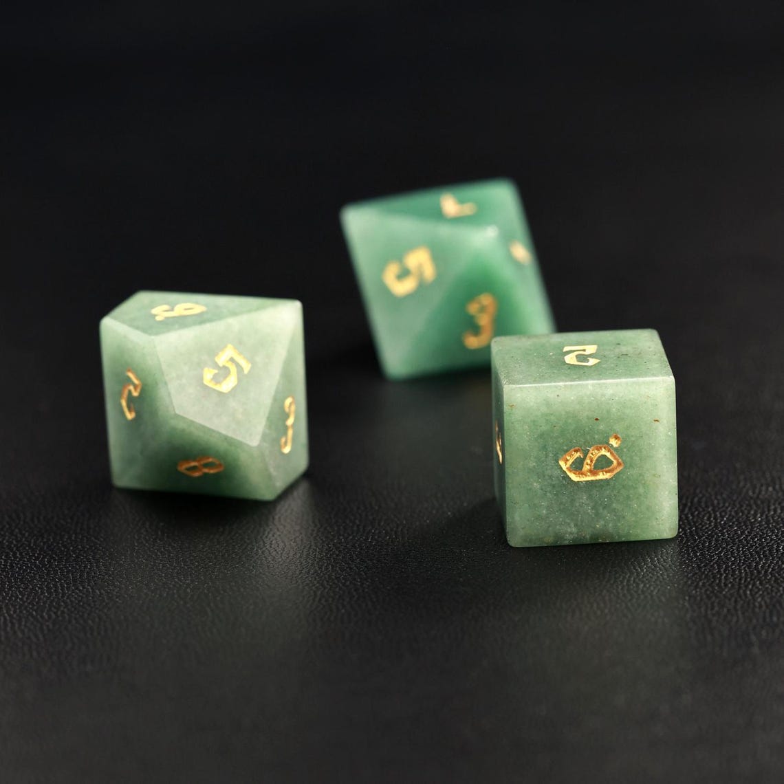 Green Jade DND Dice Set, Aventurine Sharp Edge D&D Dice Set, Dungeons ...