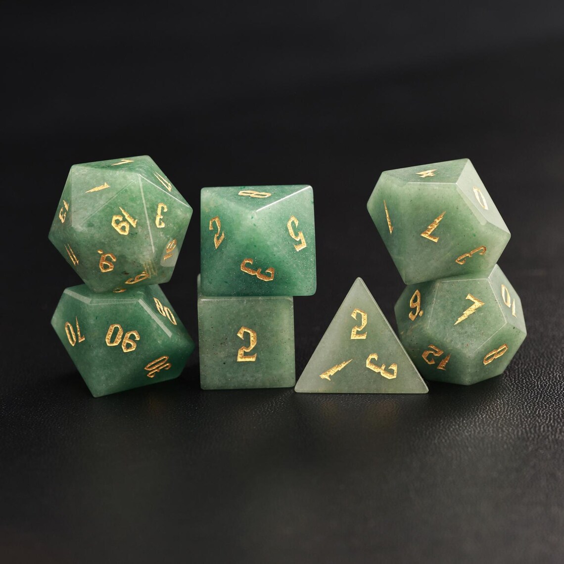 Green Jade DND Dice Set, Aventurine Sharp Edge D&D Dice Set, Dungeons ...