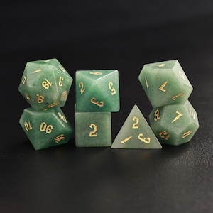 Green Jade DND Dice Set, Aventurine Sharp Edge D&D Dice Set, Dungeons ...