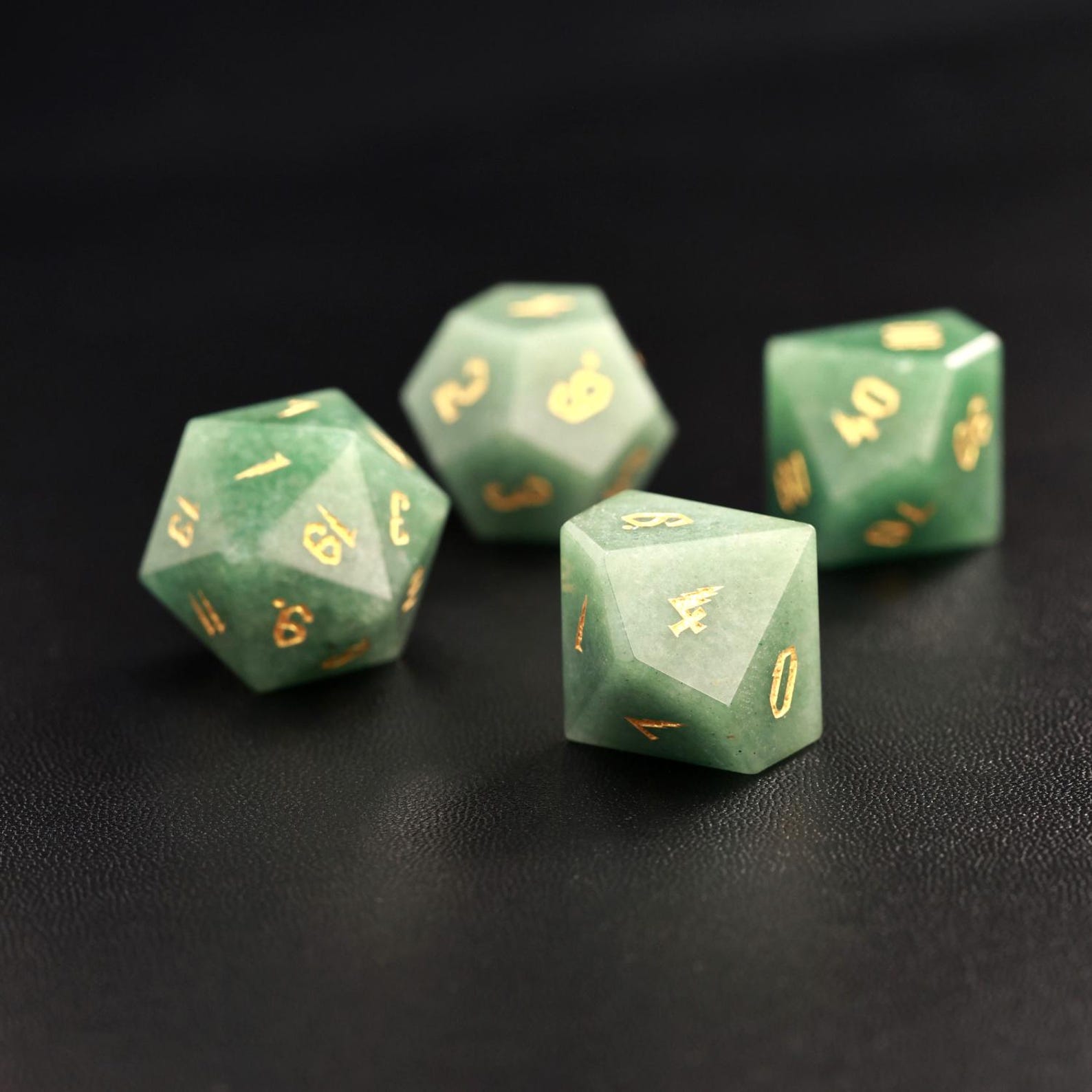 Green Jade DND Dice Set, Aventurine Sharp Edge D&D Dice Set, Dungeons ...