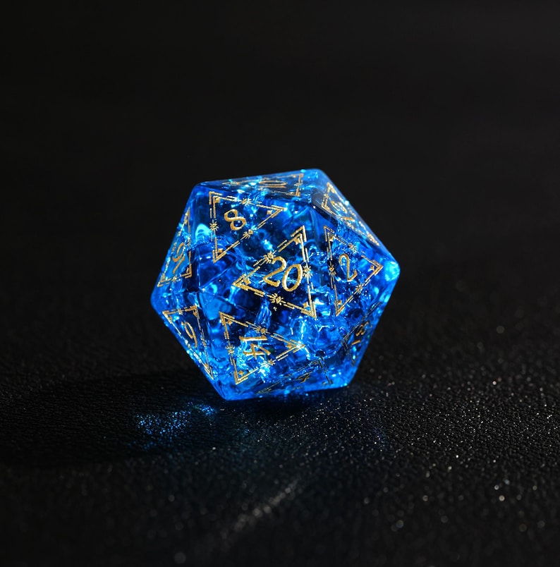Blue DND Dice Set, Glass Sharp Edge D&D Dice Set, Dungeons and Dragons ...