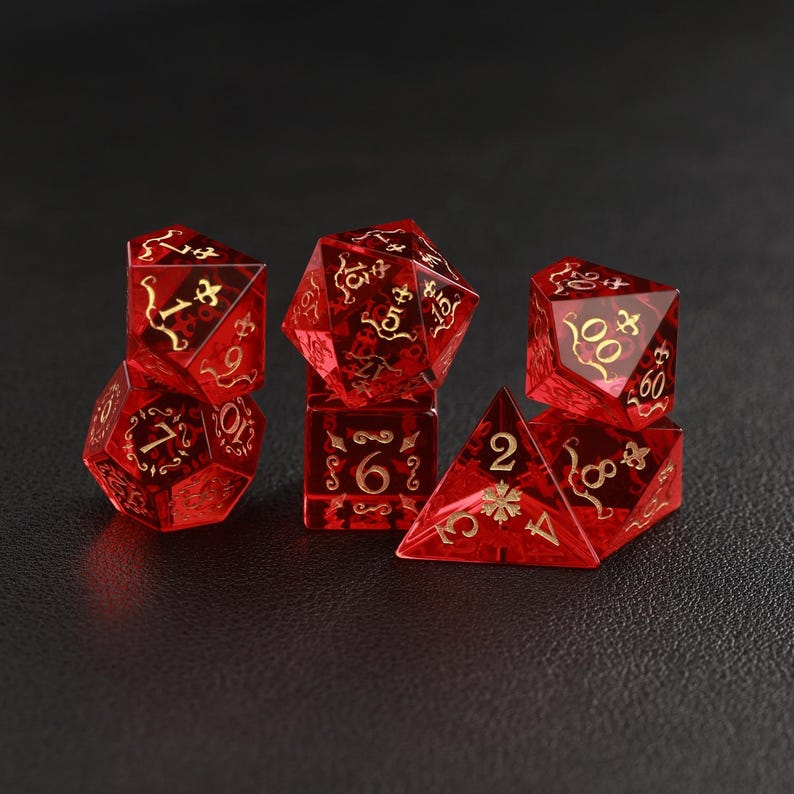 Red Garnet DND Dice Set (birthday Gift), Dice Set, Dungeons & Dragons ...