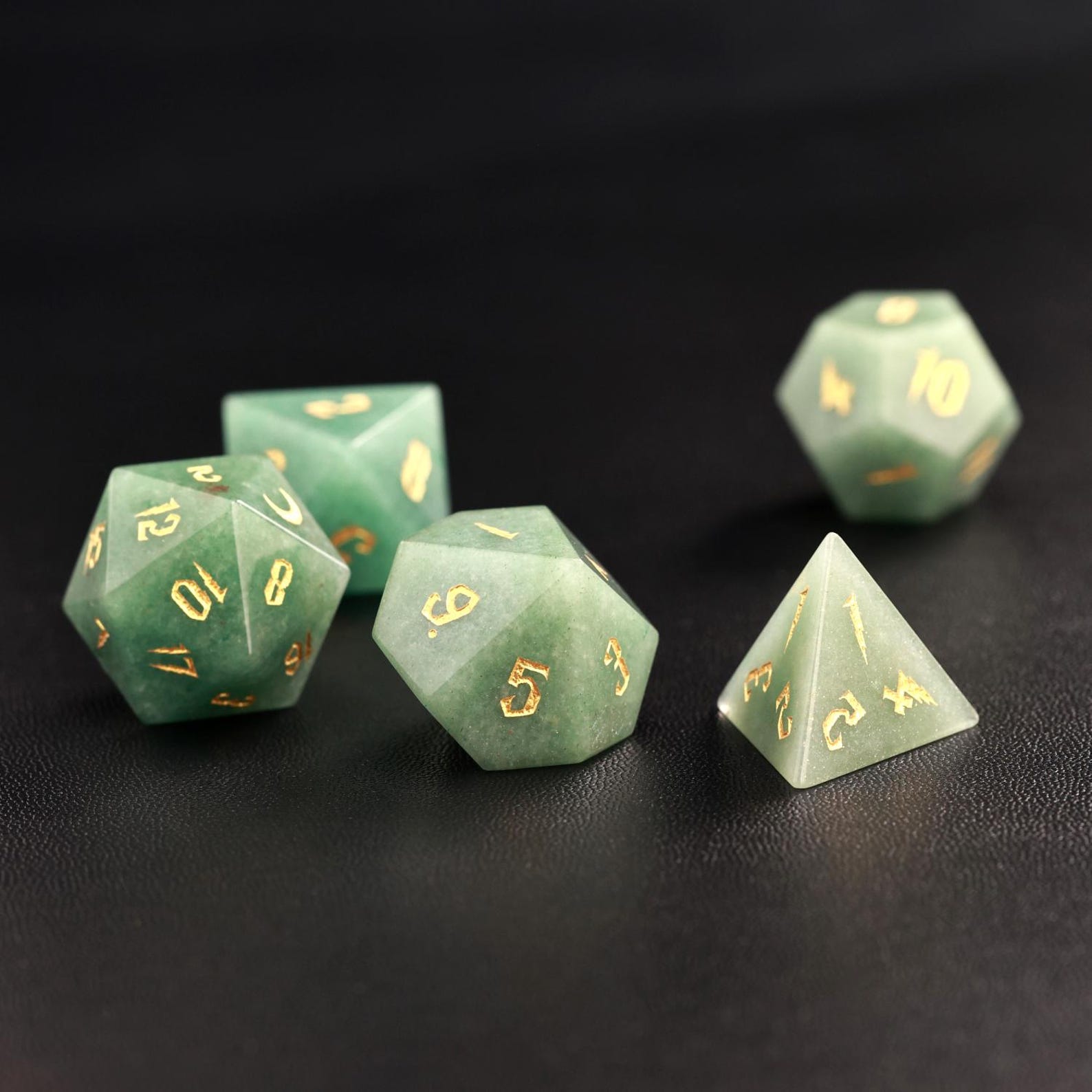 Green Jade DND Dice Set, Aventurine Sharp Edge D&D Dice Set, Dungeons ...