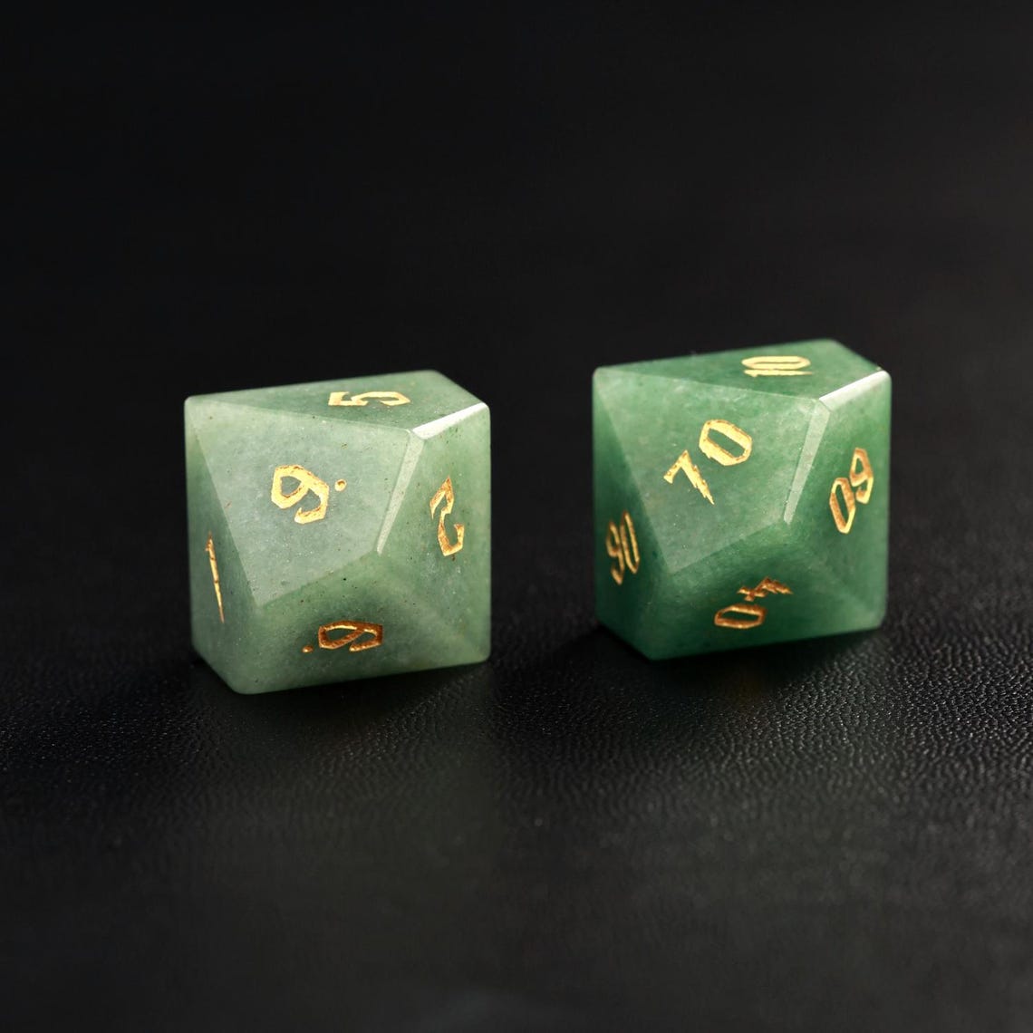 Green Jade DND Dice Set, Aventurine Sharp Edge D&D Dice Set, Dungeons ...