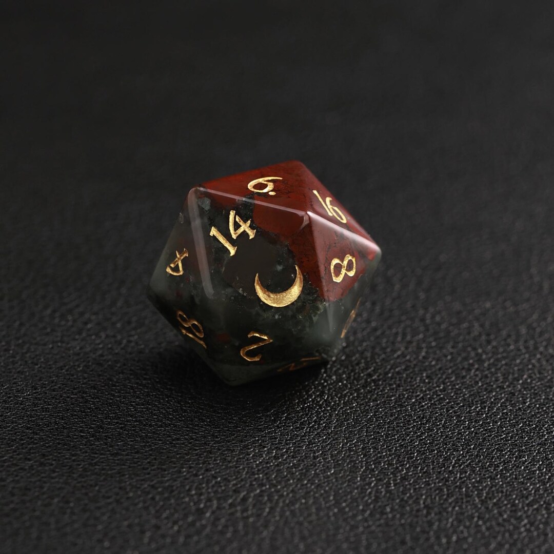 Natural Bloodstone DND Dice Set, Red Sharp Edge D&D Dice Set, Dungeons ...