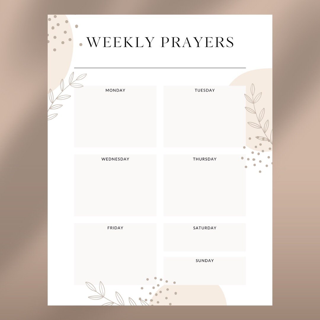 Weekly Prayer Sheet - Etsy