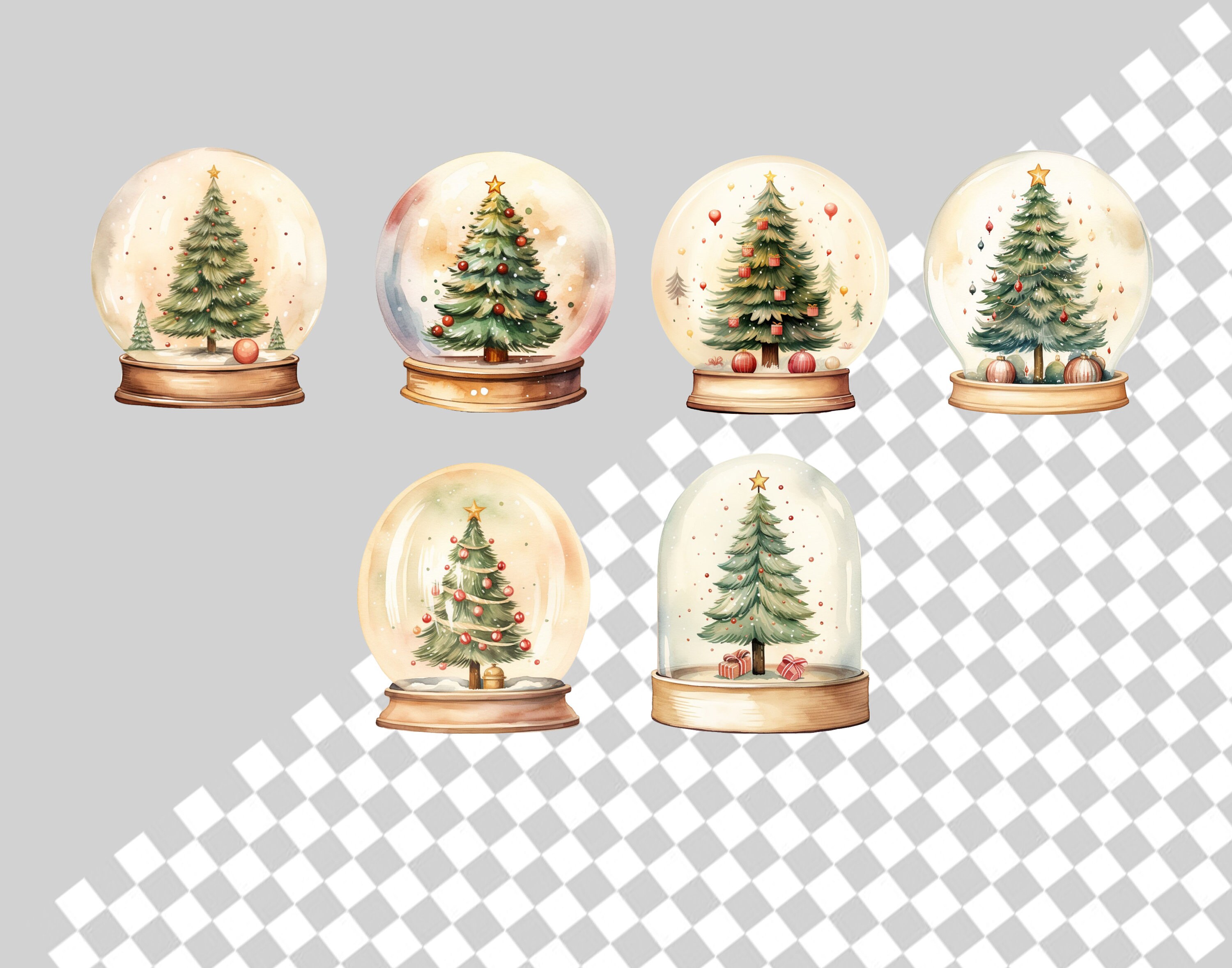 Christmas Tree Clipart Christmas Snow Globe Png Art Digital Download ...