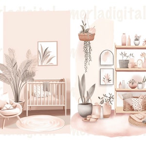 Boho Nursery Clipart PNG Set, Baby Room Decor (digital Download) - Etsy