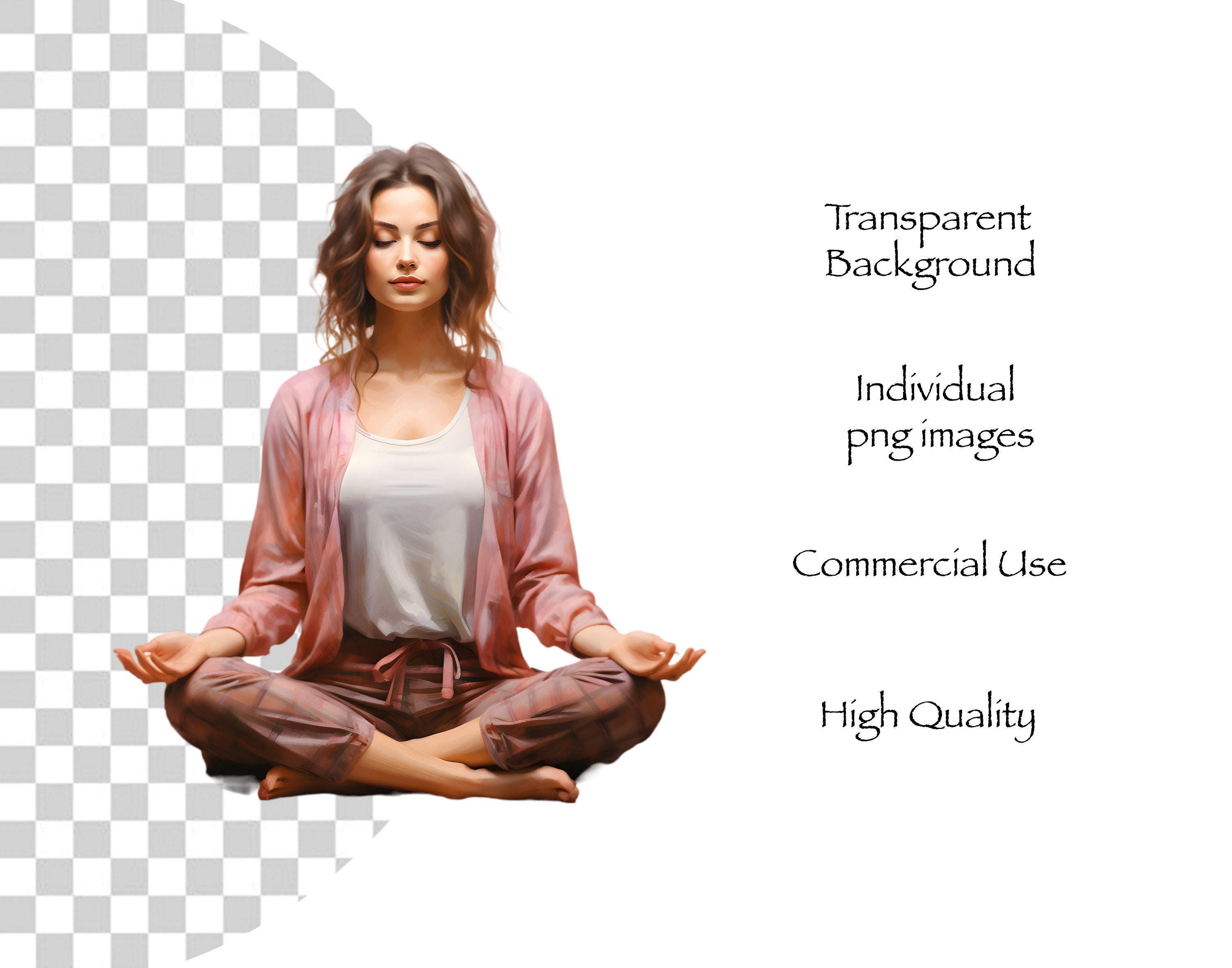 Watercolor Yoga Clipart Bundle Woman Meditation Clipart Self Care PNG ...