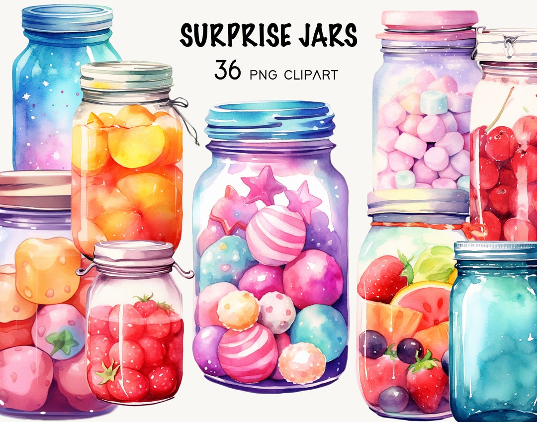 Candy Halloween Treats Clipart Png Mason Jar Colorful Candy Surprise ...