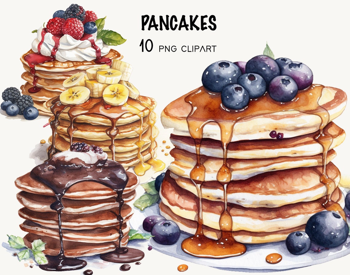 Watercolor Pancake Clipart Breakfast Cute Png Clipart Fruits Chocolate ...