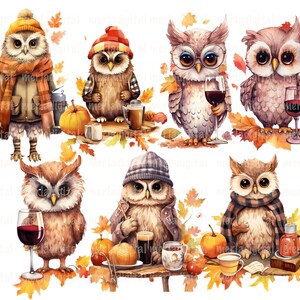 Autumn Owl Watercolor Clipart, Fall Animal Funny Png, Kids Clipart ...