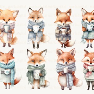 Watercolor Winter Fox Clipart Bundle (PNG Digital Download) - Etsy