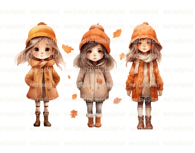 Autumn Kids Cute Watercolor Clipart Fall Leaves Kids Clipart - Etsy