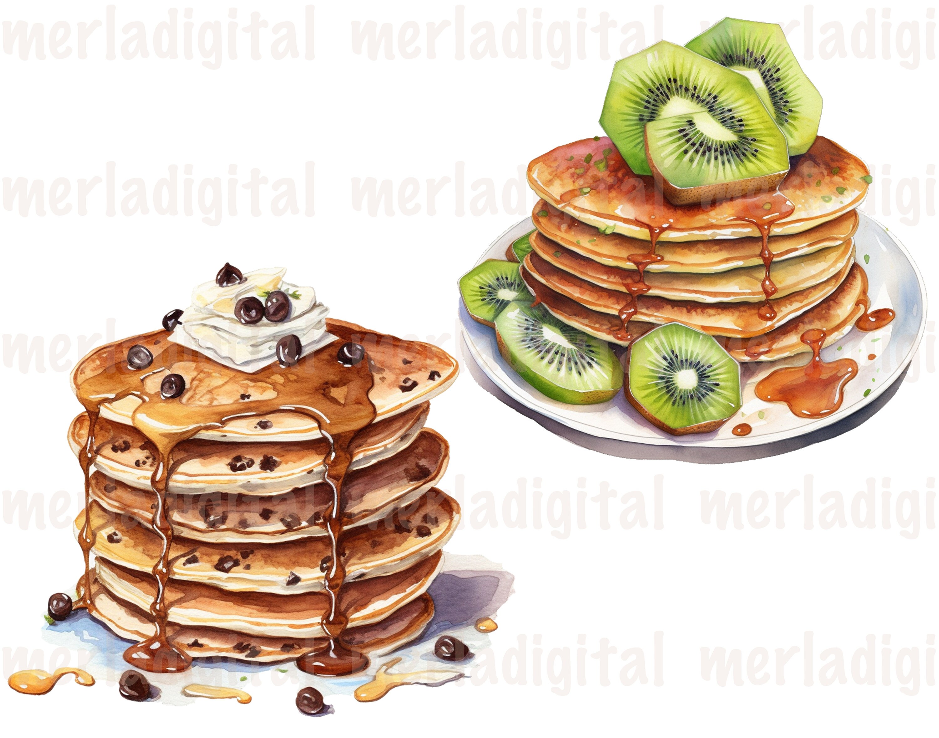 Watercolor Pancake Clipart Breakfast Cute Png Clipart Fruits Chocolate ...