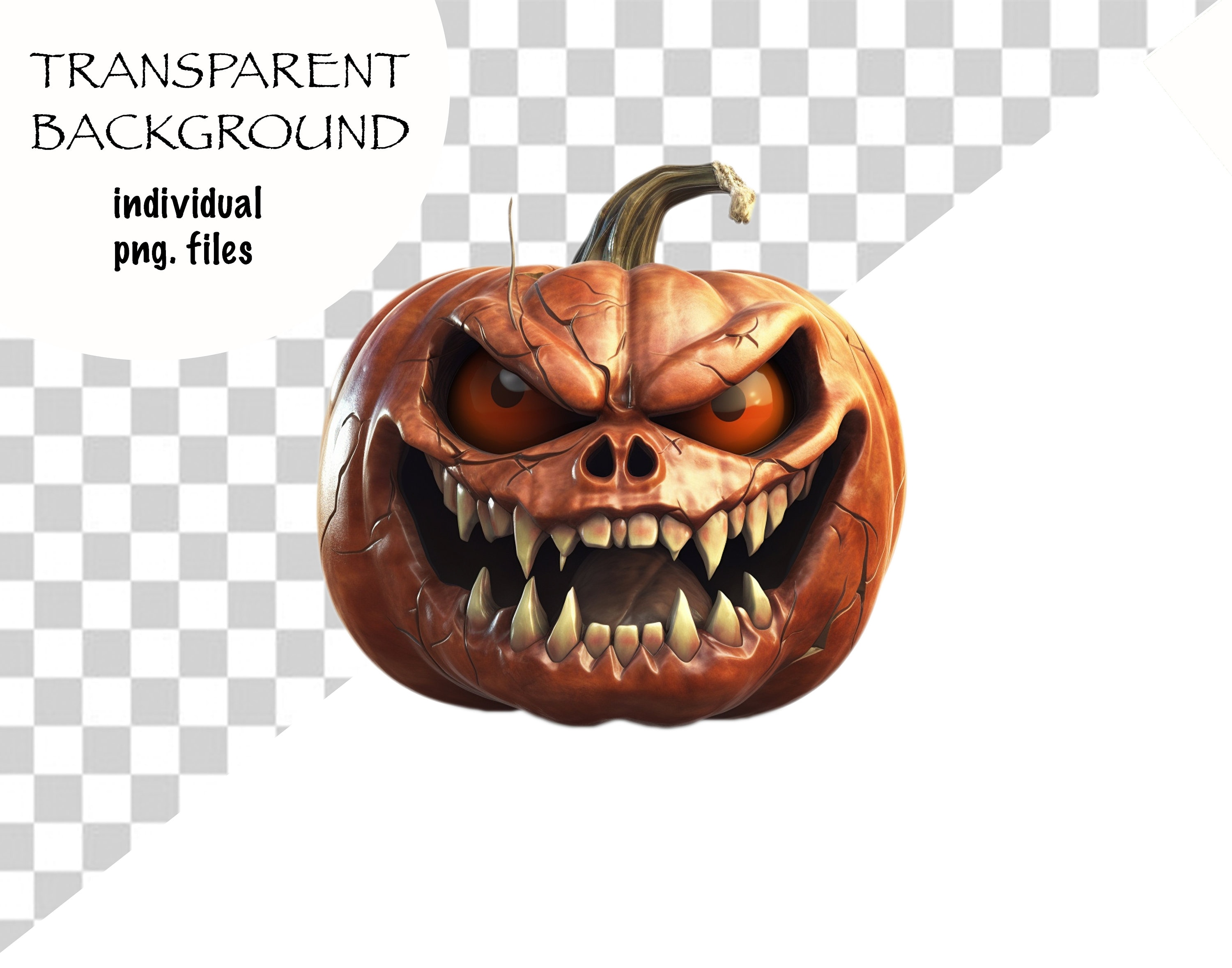Scary Pumpkin Clipart: 19 Watercolor Jack O' Lantern Pngs (digital ...