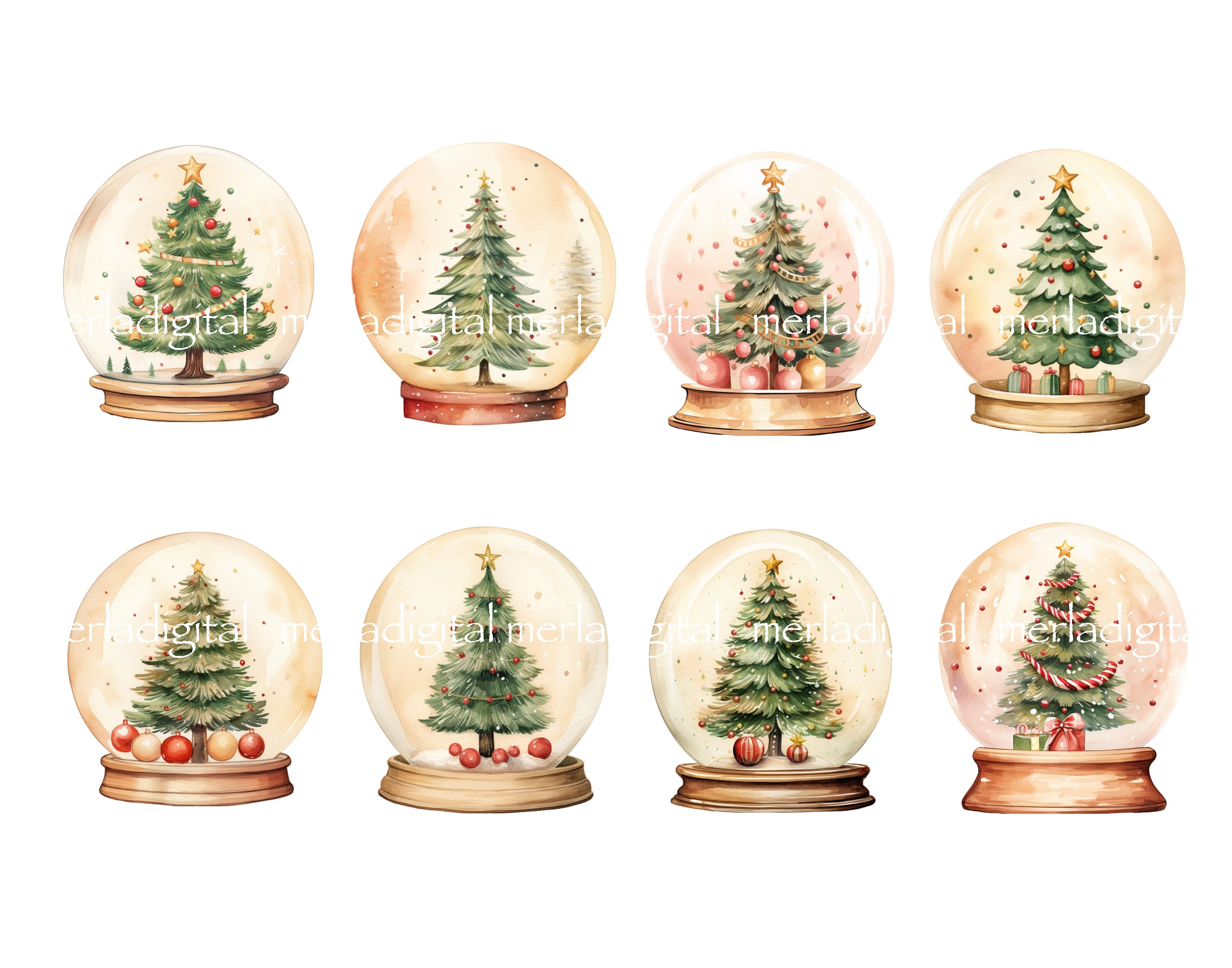 Christmas Tree Clipart Christmas Snow Globe Png Art Digital Download ...