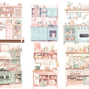 Country Kitchen Clipart Boho Kitchen Watercolor Rustic Cooking Clipart ...