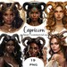 Zodiac Capricorn Bundle PNG Sublimation Horoscope Fantasy Black Woman Zodiac Celestial Star Sign ...
