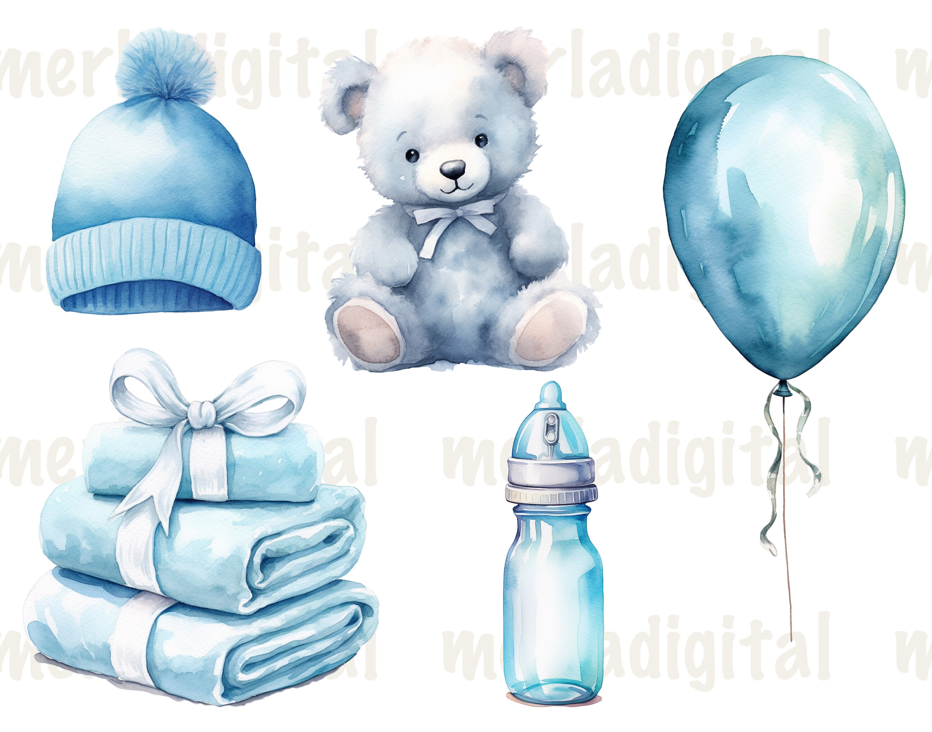 New Born Baby Boy Clipart Watercolor Blue Baby Nursery Clipart Baby ...