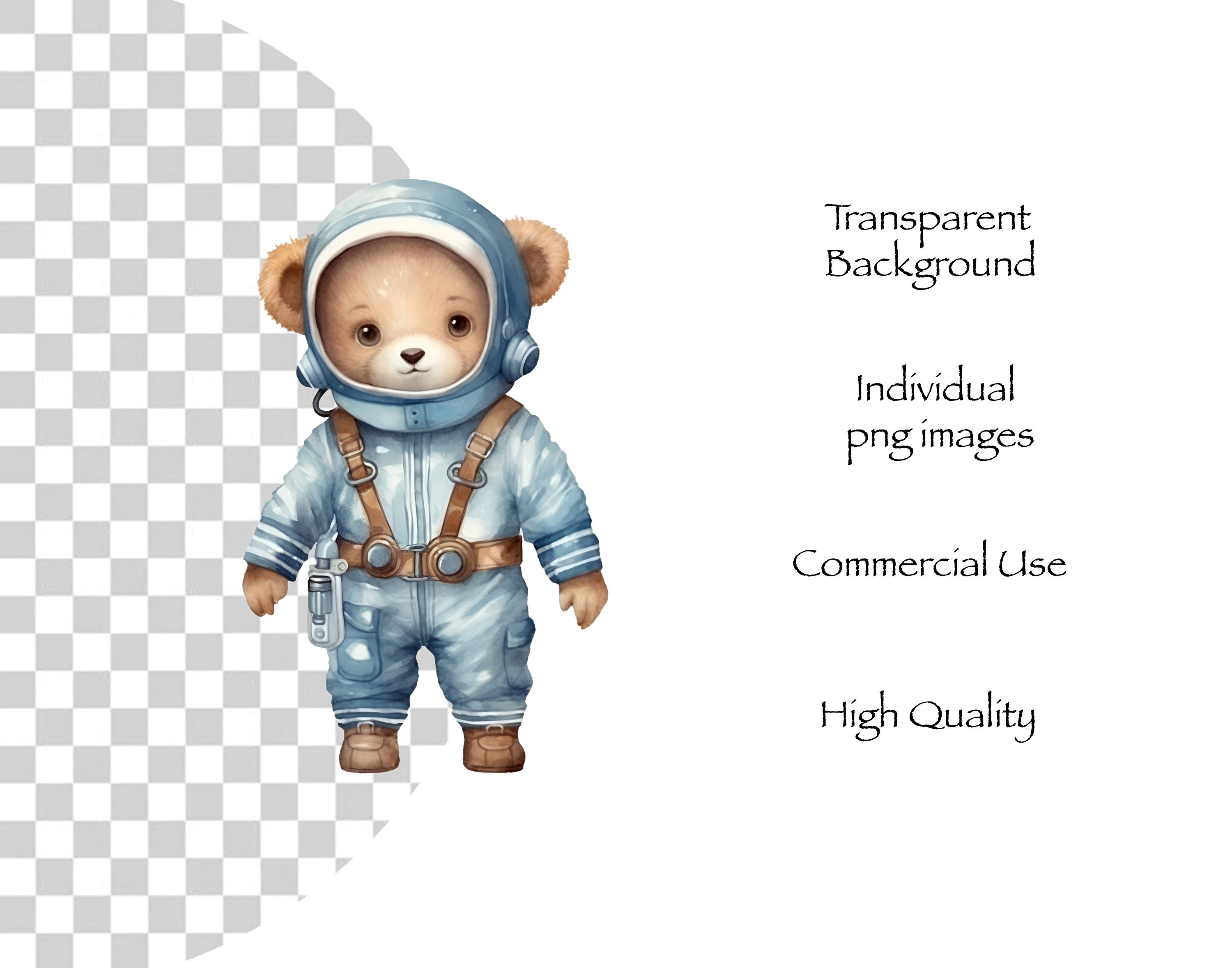 Space Watercolor Clipart Astronaut Blue Baby Boy Nursery Clipart ...