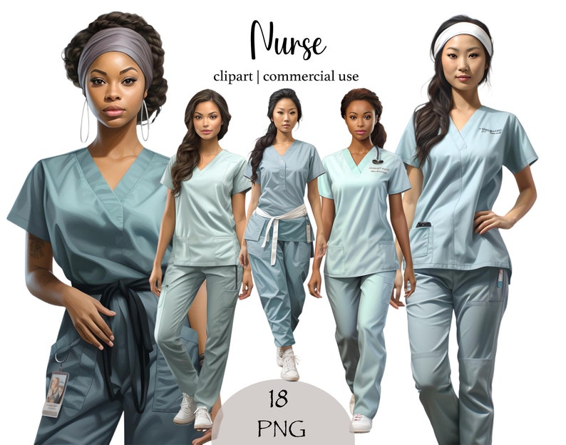 Nurse Clipart Medical Worker Graphic Nurses Sublimation Design Bundle ...