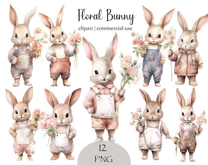 Watercolor Sleeping Bunny Clipart for Nursery Wall Art, Adorable Rabbit ...
