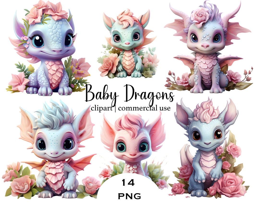 Watercolor Pastel Colors Fantasy Dragon Clipart Dragon Png Kawaii ...