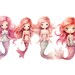 Watercolor Mermaid Clipart Pink Mermaid Kids Clipart Bundle Nursery ...