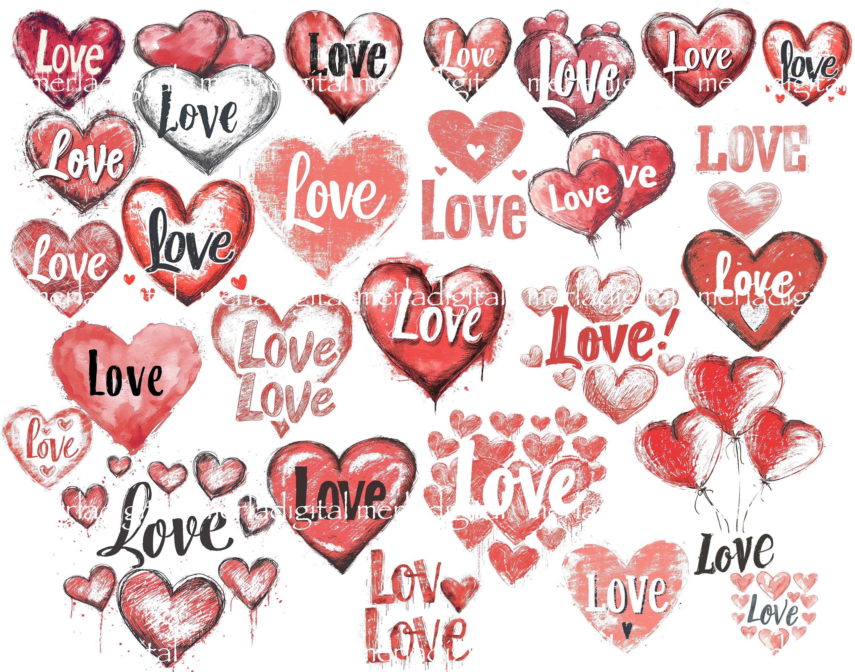 Watercolor Heart Clipart Love Png Valentine Cute Heart Illustrations ...