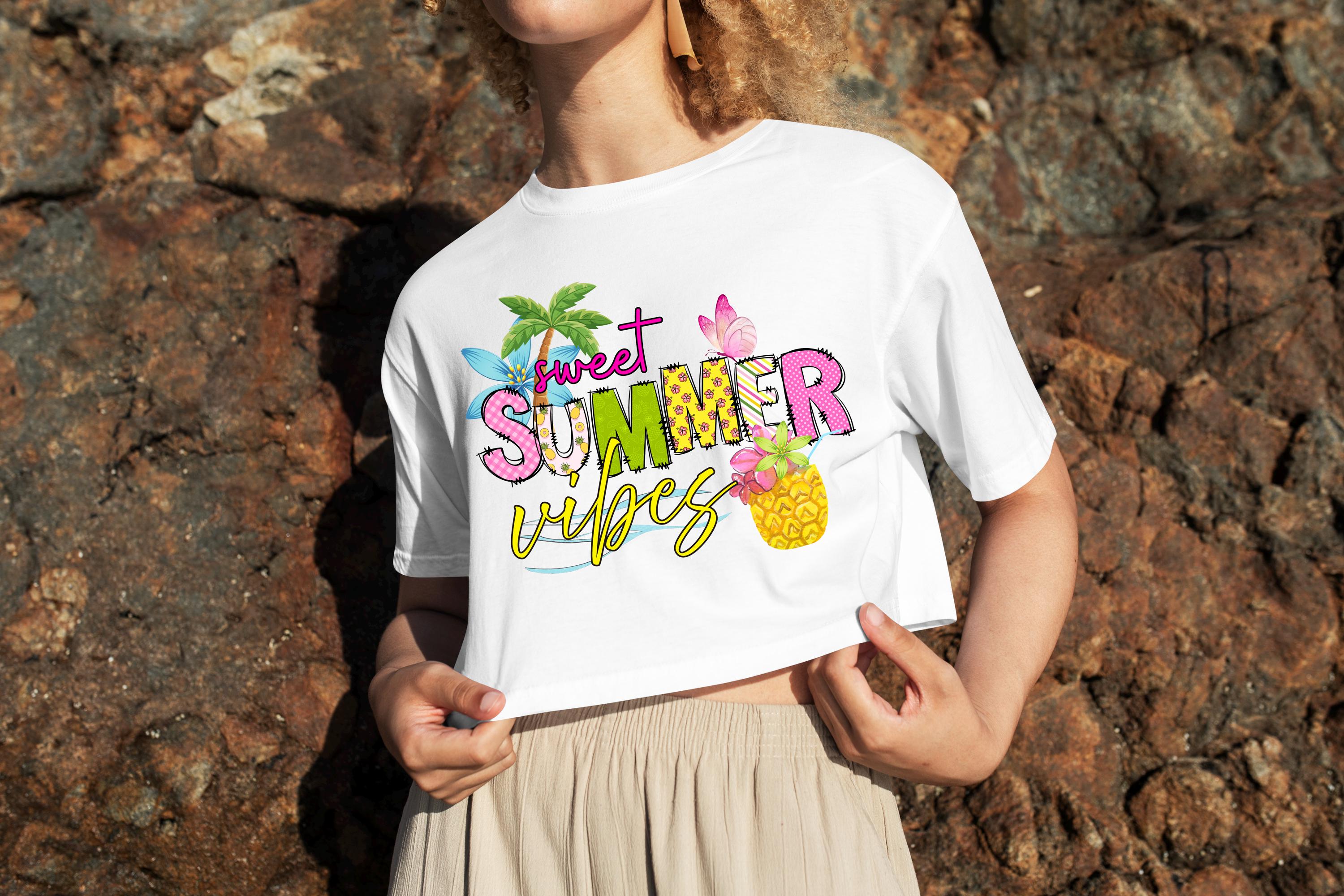 Sweet Summer Vibes PNG, Bright Tropical Clipart With Pineapple & Palm ...