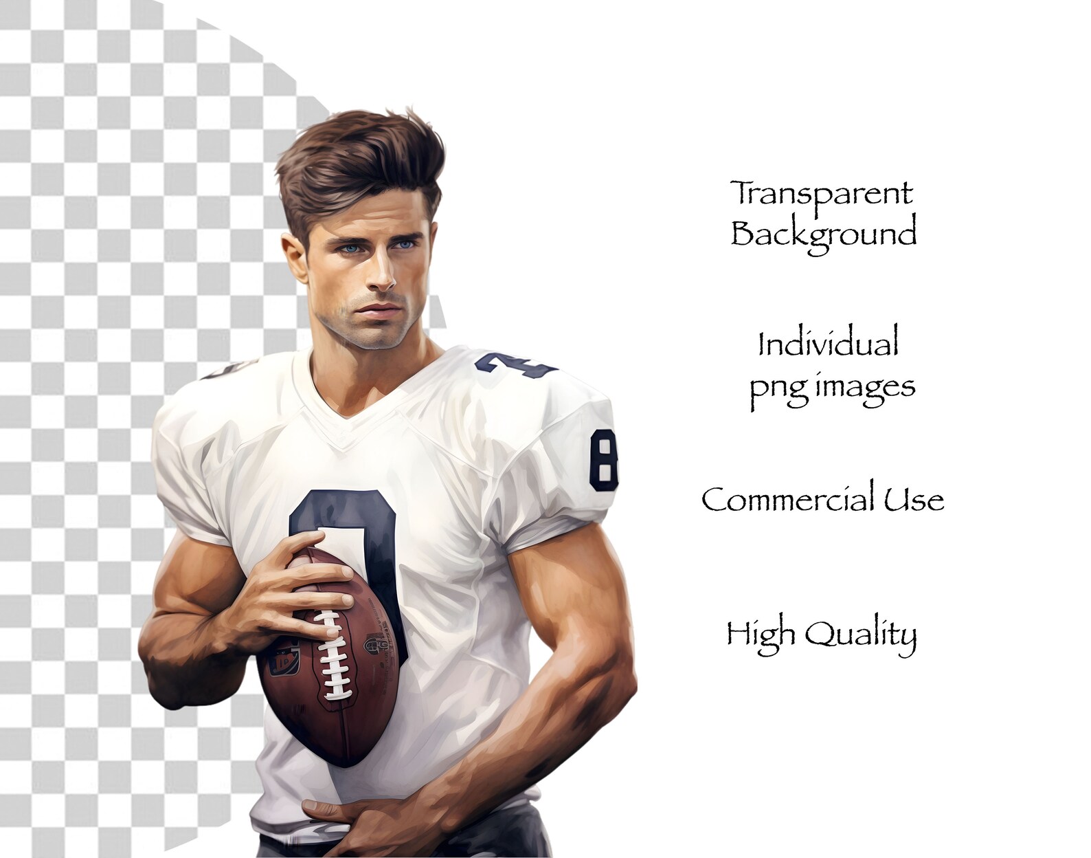 Watercolor Football Clipart American Football Men in Uniform Football ...