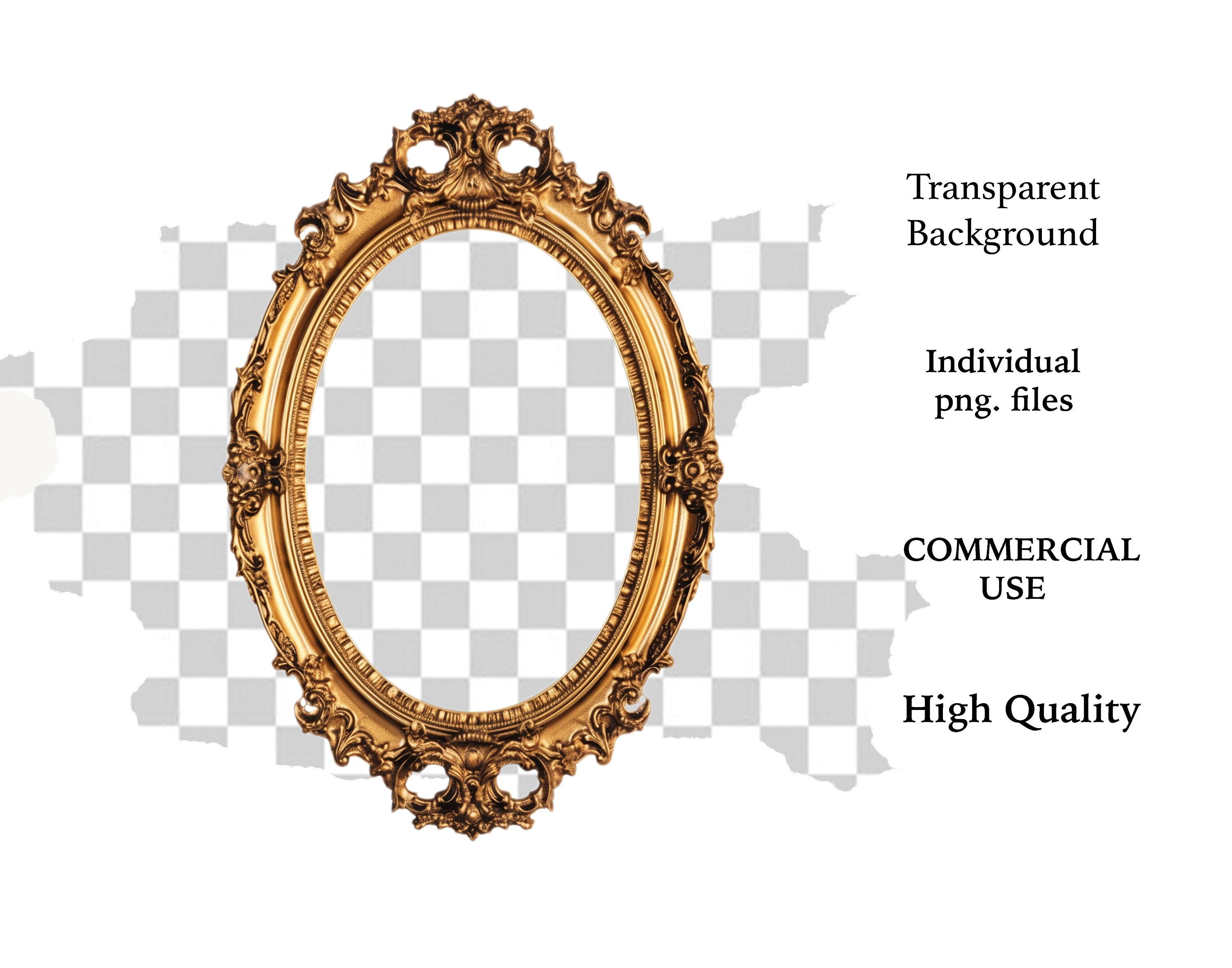 Vintage Gold Baroque Frames Clipart, Commercial Use (PNG Digital ...