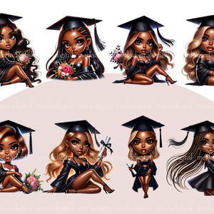 Graduation Black Girl Clipart Chibi Graduation Png Black Graduation ...
