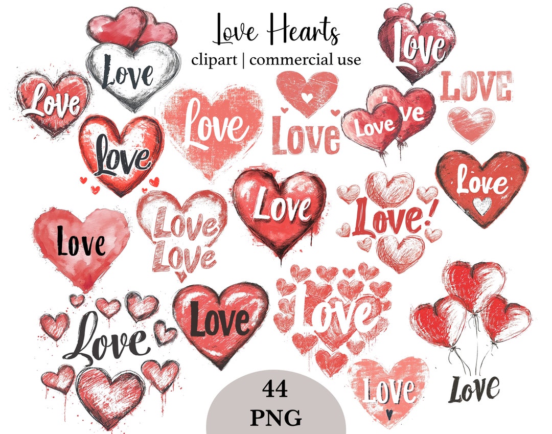 Watercolor Heart Clipart Love Png Valentine Cute Heart Illustrations ...